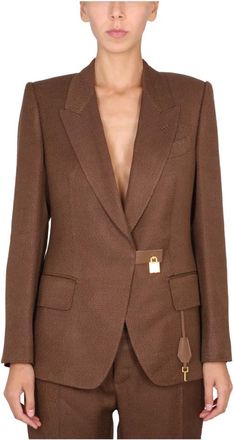 Tom Ford Femme, Vestes, Brun, Taille: 38 FR Blazer Crois&eacute; &agrave; Cadenas