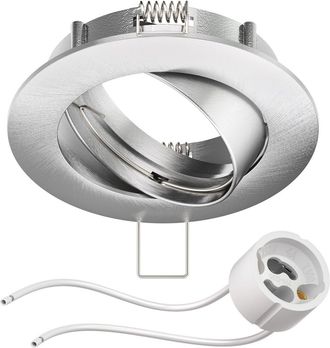 LEDs Com Deckeneinbaurahmen Circ Aluminium Einbaurahmen chrom matt schwenkbar (LED/Halogen/GU10/MR16/PAR16/50mm) inkl. GU10 Fassung