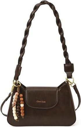 Generic Sac &agrave; bandouli&egrave;re en cuir synth&eacute;tique pour femme avec pendentif pour le travail, le shopping, les voyages au quotidien, jaune, 350.00*220.00*80.00 mm