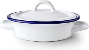 Ibili Eierteller mit Deckel, 14 x 4,5 cm, handwerklich hergestellter, glasierter Stahl im Vintage-Stil