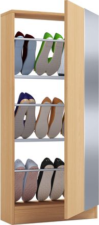 VCM Holz Schuhschrank | Maße: H. 112 x B. 50 x T. 17 cm | 1 Drehtür | praktischer Spiegel - Fulisa L Spiegel