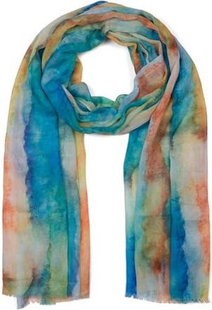 styleBREAKER Foulard femme avec motif aquarelle multicolore dégradé, foulard léger dété multicolore 01016240, couleur:Bleu-vert-orange