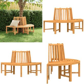 vidaXL Baumbank Halbrund &Oslash;160 cm Massivholz Teak - Teakholz - Gartenbank