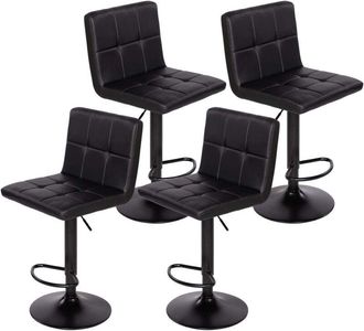 Eggree Tabouret de Bar Lot de 4 - Chaise Haute Réglable en Hauteur avec Dossier, Repose-Pieds et Rotation 360°, Cuir Synthétique Durable, Design Moderne