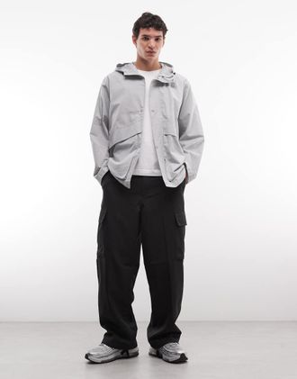 Asos Veste coupe-vent oversize en tissu ripstop - Bleu p&acirc;le