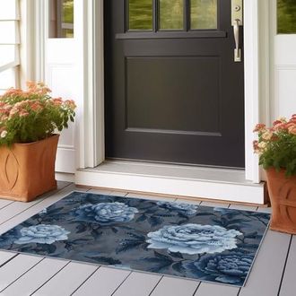 Generic Bleu Tapis Doux et Moelleux, Fleurs D&eacute;coration tridimensionnelle Tapis Design &agrave; Poil Ras Doux pour Salle &agrave; Manger Chambre Adulte et Ado 140 x 200 cm