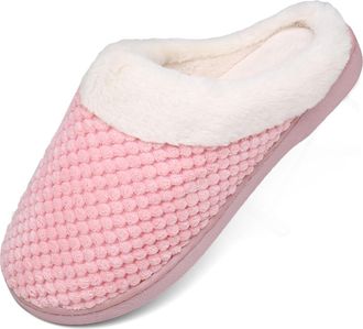 Mishansha Winter Hausschuhe Herren Gefüttert Pantoffeln Damen Warm Slippers Memory Foam Plüsch Rosa 42/43