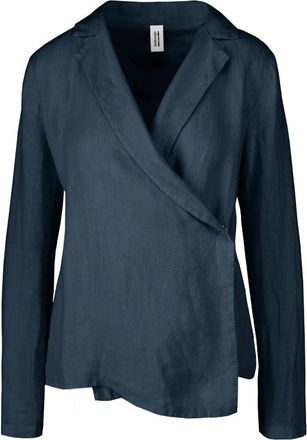 Bomboogie Femme, Vestes, Bleu, Taille: 38 FR Veste en lin &agrave; coupe asym&eacute;trique