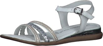 Marco Tozzi Damen Sandalen mit Keilabsatz Glitzer aus Leder, Weiß (White Comb), 40 EU