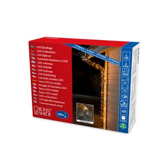Konstsmide Micro LED Lichterkette, 500 bernsteinfarbene Dioden, 24V Au&szlig;entrafo, schwarzes Kabel - 3645-800, Bernstein