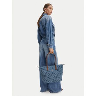 Tommy Hilfiger Handtasche Tommy Hilfiger Popette Tote Denim Flag AW0AW18613 Blau