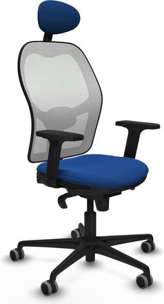 Piqueras y Crespo Jorquera Rollstuhl mit 2D-Armen, h&ouml;henverstellbare Lendenwirbelst&uuml;tze und festes Kopfteil, ausgestattet mit 5 Positionen, Wei&szlig;/Blau