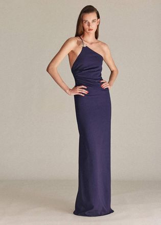 Mango Robe asym&eacute;trique ornement m&eacute;tallique bleu nuit - Femme - XS - MANGO