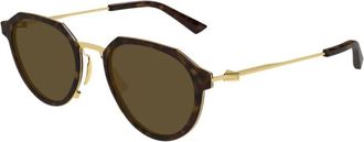 Bottega Veneta unisex, Accessoires, Brun, Taille: 50 MM Lunettes de soleil rondes Panthos