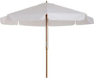 OUTSUNNY Parasol droit rond grande taille de jardin &Oslash; 3,25 x 2,5H m bois de bambou polyester cr&egrave;me