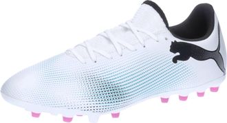 Puma Puma Men Future 7 Play Mg Soccer Shoes, Puma White-Puma Black-Poison Pink, 44.5 EU
