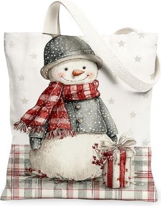 Generic Sacs fourre-tout en toile avec motif bonhomme de neige - R&eacute;utilisables - Design confortable - L&eacute;gers et lavables - Pour les vacances, les voyages - 33