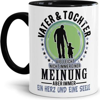 Tassendruck Lustige Tasse mit Spruch für Papa - Vater und Tochter - Kaffee-Tasse/Geschenk-Idee Väter/Vatertagsgeschenk/Geburtstag/Vatertag - Innen & Henkel Schwar