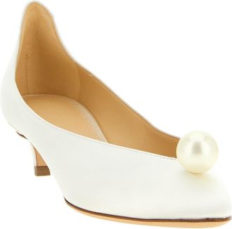 Magda Butrym Pearl-Embellished Satin Pumps - White
