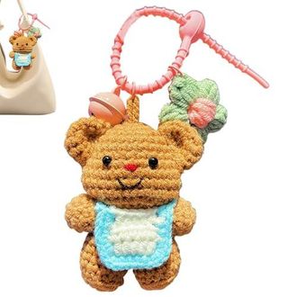 Generic Keychains Sac &agrave; dos en forme dours - Porte-cl&eacute;s en forme dours en forme danimal - Accessoire &eacute;l&eacute;gant daccessoires en crochet fait &agrave; la main - Portable