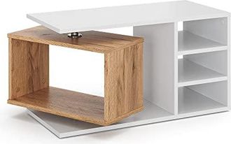 Vicco Table Basse Rafi, Blanc/Chêne, 88 x 35 cm