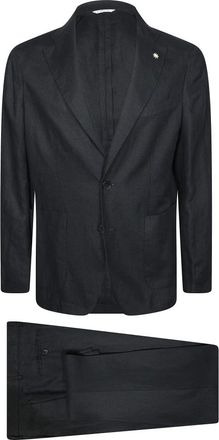 Manuel Ritz Homme, Costumes, Noir, Taille: 2XL Abito Monopetto Lino