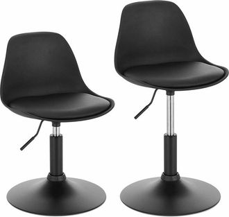 Woltu Woltu - Lot de 2 Tabouret de Bar en Similicuir, Tabouret Rotatif pour Bar, Cuisine, Bistro Comptoir, Hauteur R&eacute;glable, Noir