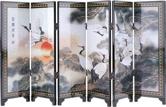 La Chineuse Asiatischer Miniatur-Raumteiler - Kiefern- und Kranichmuster - Japanische Symbole f&uuml;r Langlebigkeit - Ma&szlig;e 24 x 47 cm - Japanisches Miniatur-Dekor - G