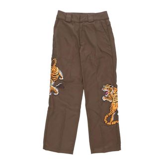 Market Market, Homme, Pantalons, Brun, Taille: XL Pantalon de Vol Marron avec Broderie Oversize