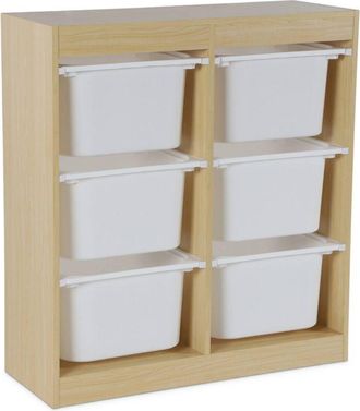 Sweeek Aufbewahrungsmöbel für Kinder mit 6 Kunststoffbehältern