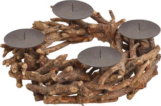Matches 21 matches21 Adventskranz rustikal Holz Altholz Treibholz Wurzeln Adventsgesteck & 4 Kerzenhalter Tischdeko 1 STK &Oslash; 30 cm