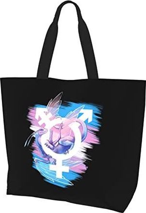 AOOEDM Transgender Pride Bisexual Dragon Ladies Canvas Tote Sac &agrave; provisions r&eacute;utilisable