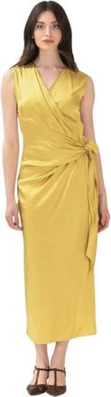 Momoni Femme, Robes, Vert, Taille: 42 FR Roca Dress in Stretch Viscose Satin