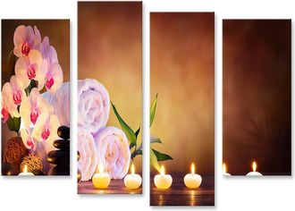 Islandburner Prime Bild auf Leinwand Spa Konzept Massage Steine Handtücher Kerzen Wellness Beauty Salon Kos Bilder Wandbilder Poster