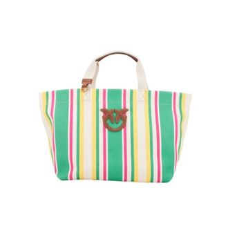 Pinko Pinko, Femme, Sacs, Multicolore, Taille: ONE Size Medium Striped Canvas Shopper