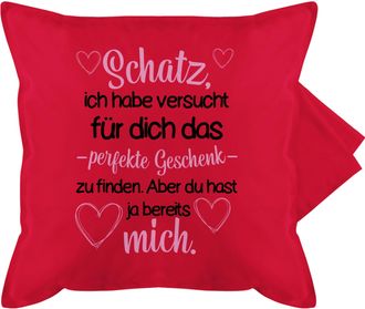 Shirtracer Kissenbezug - Valentinstag Partner Kissen Ideen - Schatz Habe versucht Finden - 50 x 50 cm - Rot - päärchenkissen kuschelkissen Liebe walentinstag Lov