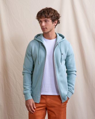 Faguo Sweat zipp&eacute; &agrave; capuche bleu gris&eacute;