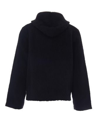 Our Legacy Mens Hooded Full-Zip Sweatshirt Black Hairy Wool Sweatshirts Sweater