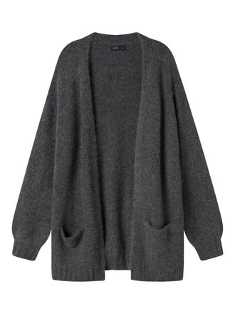 LMTD Limited Damen Nlfnava Ls Long Knit Cardigan Noos, Dark Grey Melange, 122-128