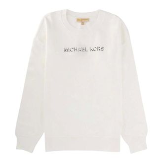 Michael Kors Femme, Sweatshirts et sweats &agrave; capuche, Blanc, Taille: 36 FR Pull en coton avec logo en relief