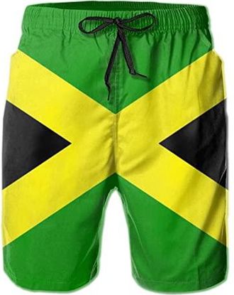Generic Short De Plage Homme Drapeau Jamaïcain Surfant Shorts De Bain avec Poche Mode Shorts Loisirs, pour Vacances, Voyage en Eté, Maison, M