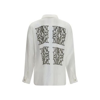 Max Mara Womens White Silk Dress Shirt