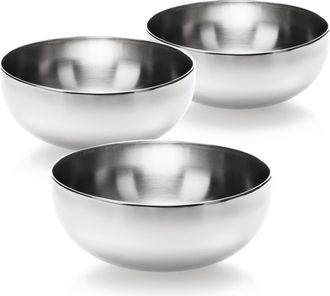 Com-Four 3x Salatsch&uuml;ssel aus Edelstahl - Sch&uuml;ssel Set - &Oslash; 24 cm R&uuml;hrsch&uuml;ssel - Obstschale - Metallsch&uuml;ssel - Edelstahlsch&uuml;ssel - Serviersch&uuml;ssel - Deko Schale
