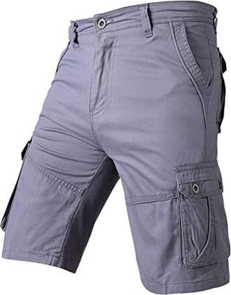 Onsoyours Pantalon Court Short Homme Casual Lâche Sport Jogging Slim Fit Militaire Short de Sport Bermudas Cargo Montagne Baggy Pants Multi Poches Z6 Gris XL