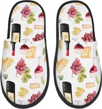 Generic DAffaire Pantoufles Bouteille En Verre De Vin De Raisin Fromage Chaussons Chaudes Pantoufles De Voyage Anti Odeur Pantoufles En Feutre Pour Outdoor De