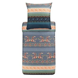 Bassetti Bettwäsche Garnitur Orosei G1 aus Baumwolle Mako-Satin in der Farbe Grau 2-Teilig mit Reißverschluss, Maße: 155cm x 220cm, 80cm x 80cm, 9323453