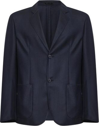 Giorgio Armani Homme, Vestes, Bleu, Taille: 2XL Blazer &agrave; chevrons boutonn&eacute;