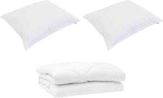 vidaXL Bettdecke mit Kissen 3 pcs Weiß Mikrofaser vidaXL