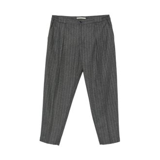 BRIGLIA 1949 Graue Nadelstreifen Wollmischung Plissee Hose - - Trousers - Herren - Grau - XS
