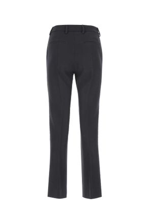 Prada Womens Virgin Wool Cigarette Trousers Navy